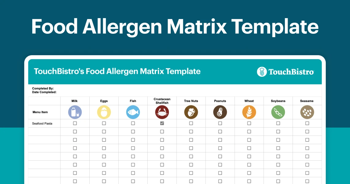 Food Allergen Matrix Template