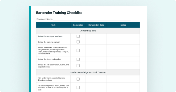 Bartender Checklist Template 71+ Free Editable Opening Checklist