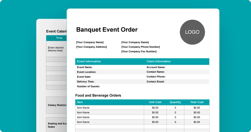 Banquet Event Order Form Template
